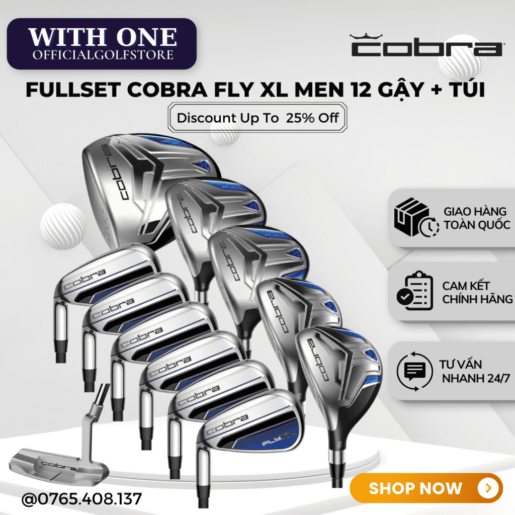 Bộ gậy golf COBRA FLY XL Men 12 Gậy + Túi (Tay trái) - withonegolf.com
