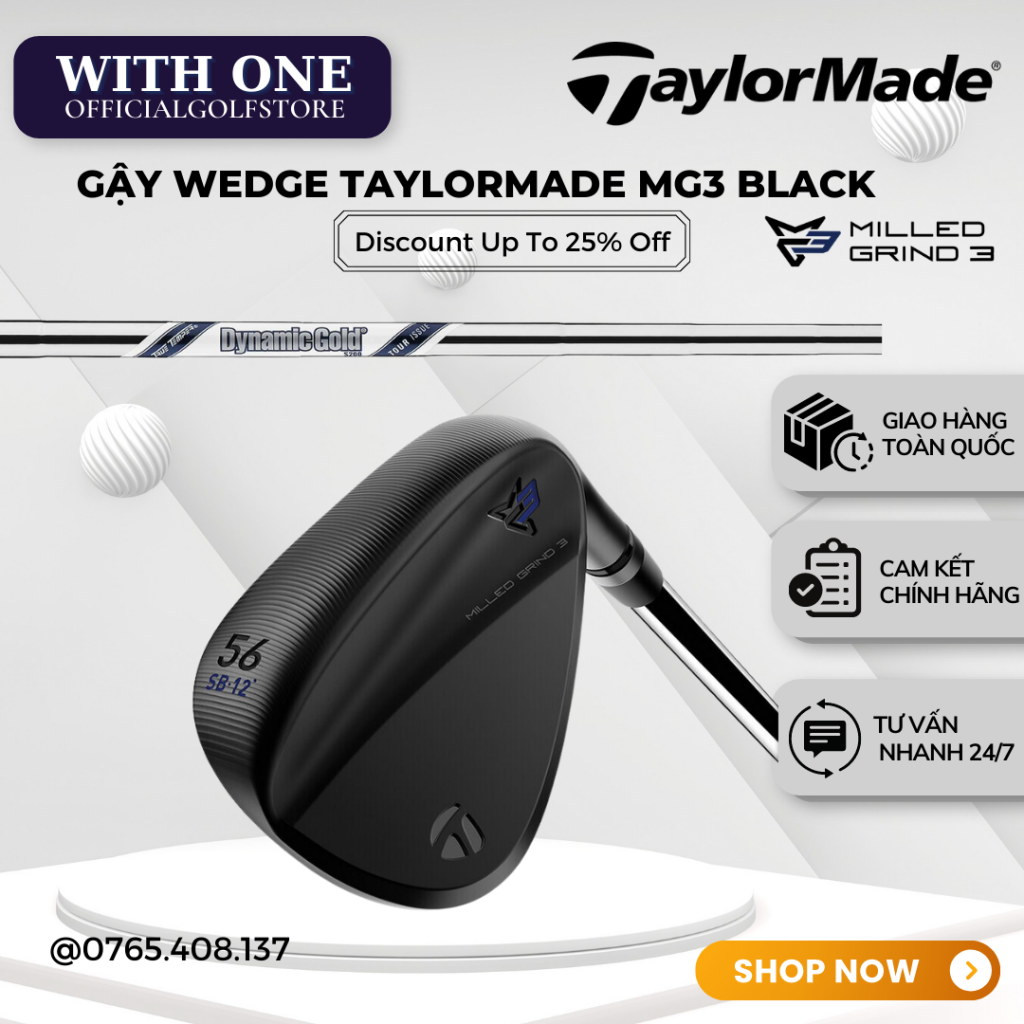 Gậy golf Wedge TAYLORMADE MG3 Black - withonegolf.com