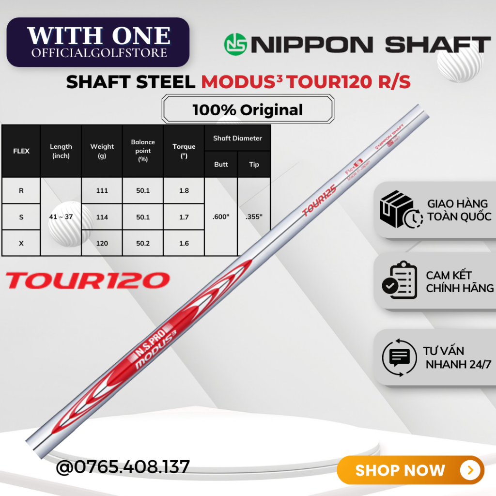 Shaft gậy golf STEEL MODUS 3 105/115/120/125 - withonegolf.com