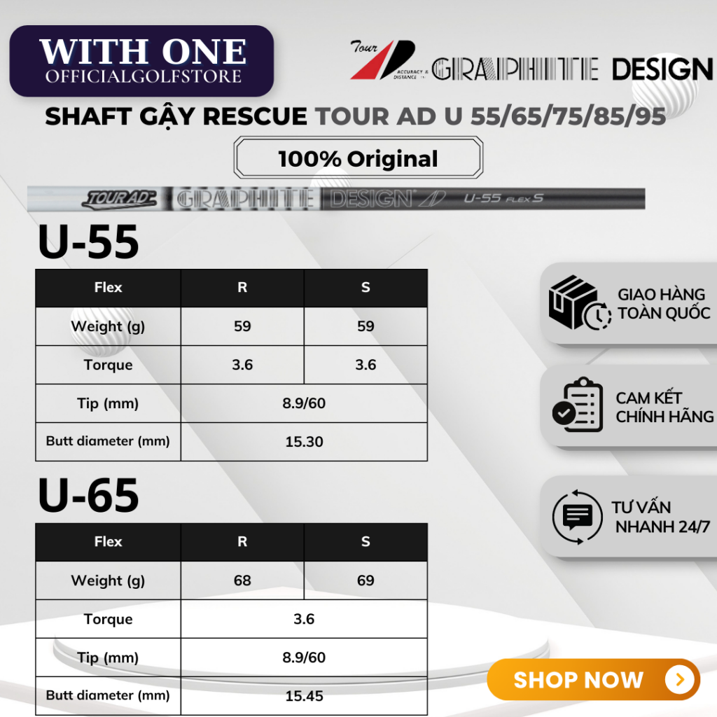 Shaft gậy golf Rescue TOUR AD U - withonegolf.com