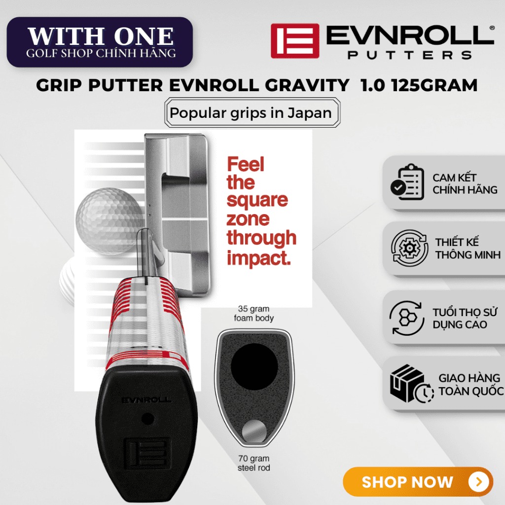 Tay nắm gậy Putter EVNROLL Gravity 1.0 Grip 125gram - withonegolf.com
