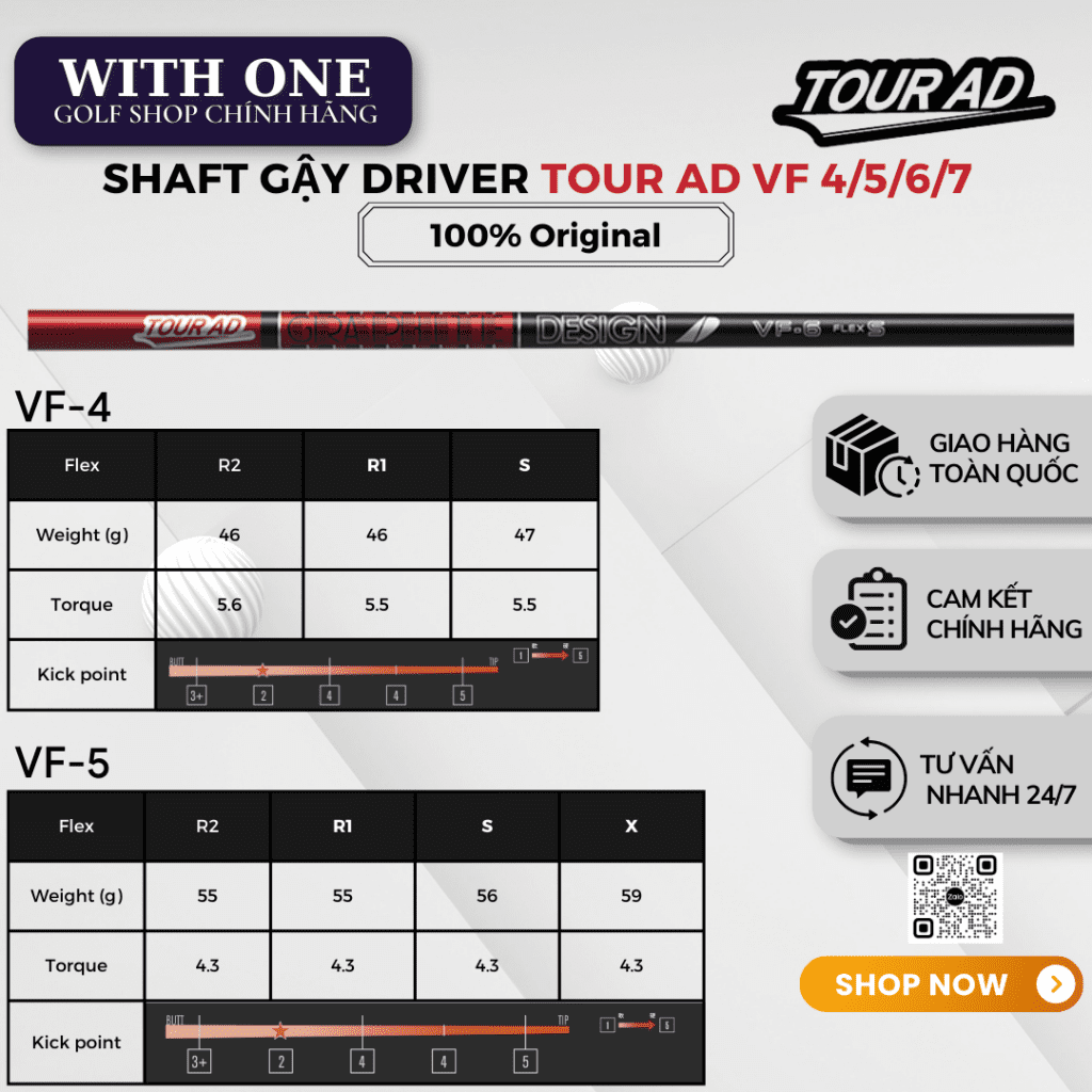 Shaft gậy golf Driver TOUR AD VF - withonegolf.com